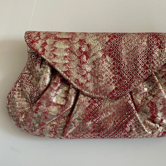Lauren Merkin | Bags | Lauren Merkin Snakeeffect Leather Clutch Red And ...